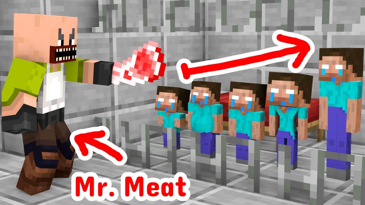 Mr.Meat attack 5 Baby Herobrine Brothers - Monster School Minecraft ...