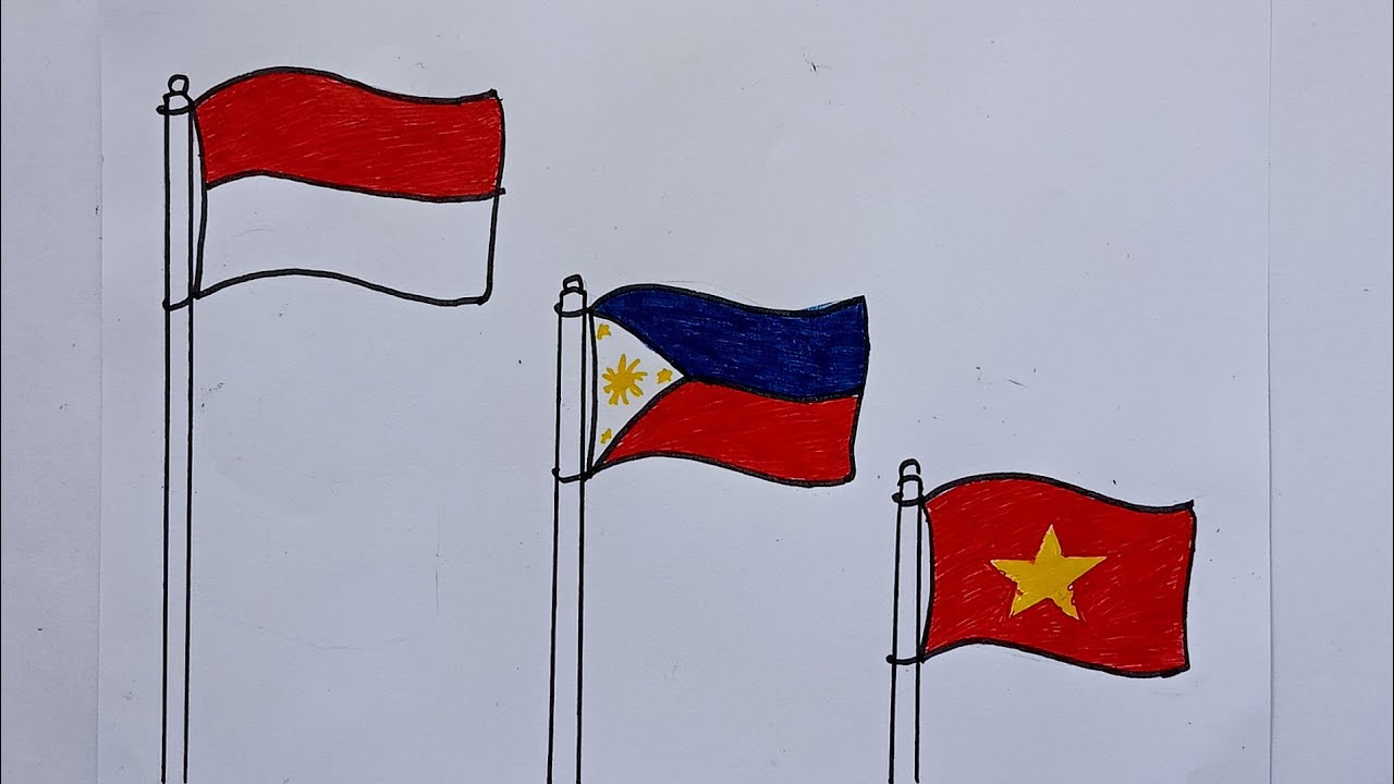 3 Bendera Negara Asean dengan Jumlah Penduduk Paling Banyak || Drawing ...