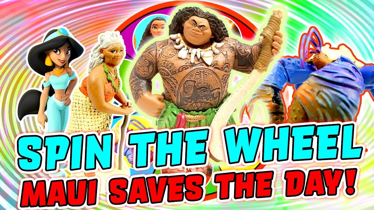 Aladdin & Moana Spin the Wheel Game Adventure! W/ Jasmine and Maui ...