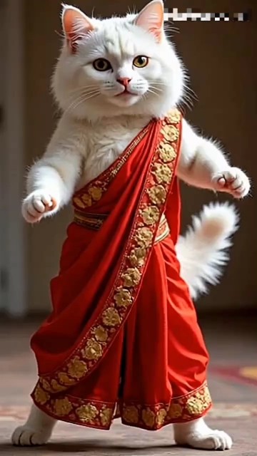 Graceful Feline Groove# An Adorable Anthropomorphic White Cat ...