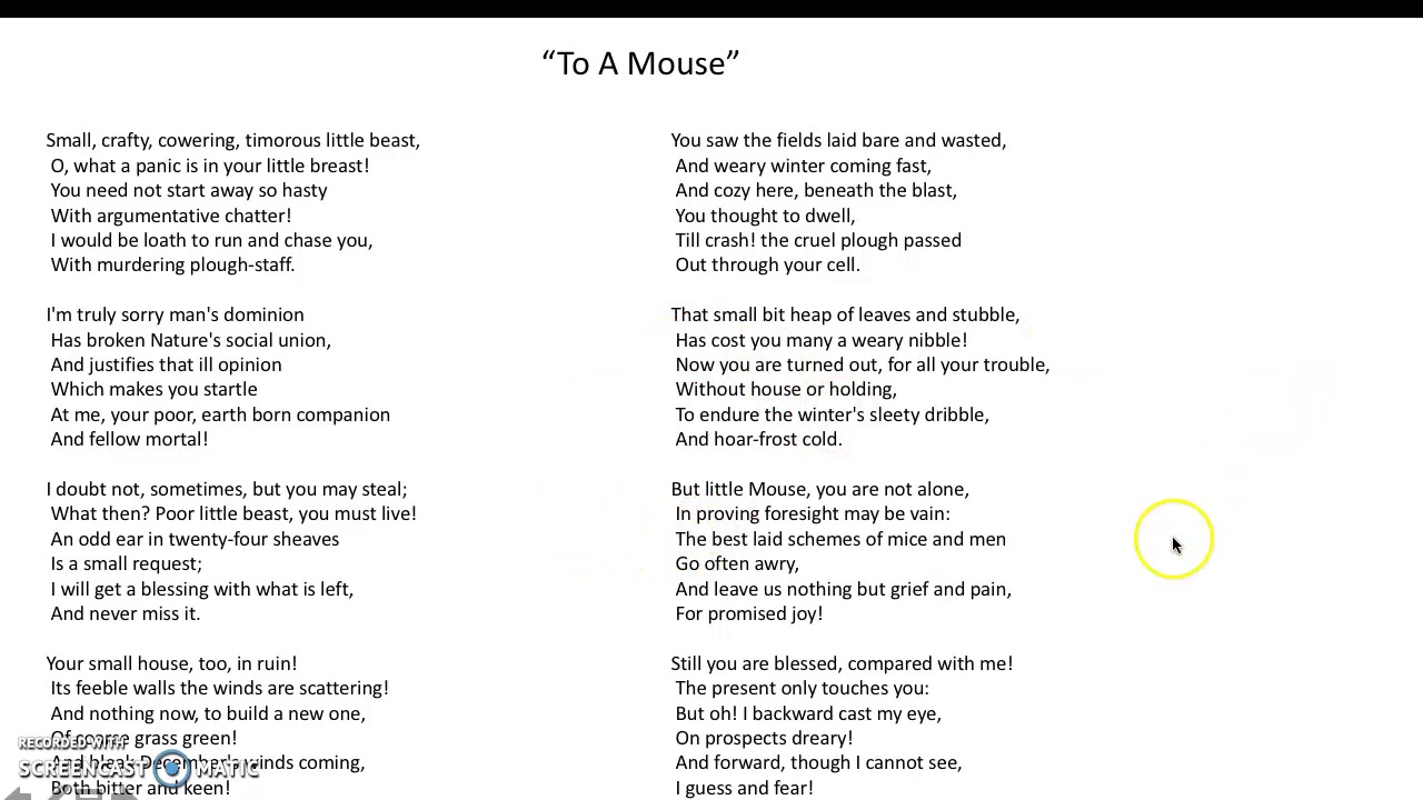 To A Louse and To A Mouse explanation - YouTube