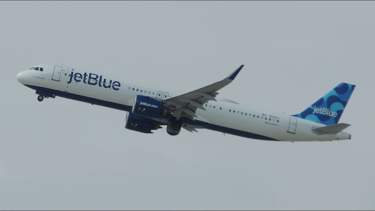 JetBlue Airbus A321-271NX [N2105J] takeoff from LAX - YouTube