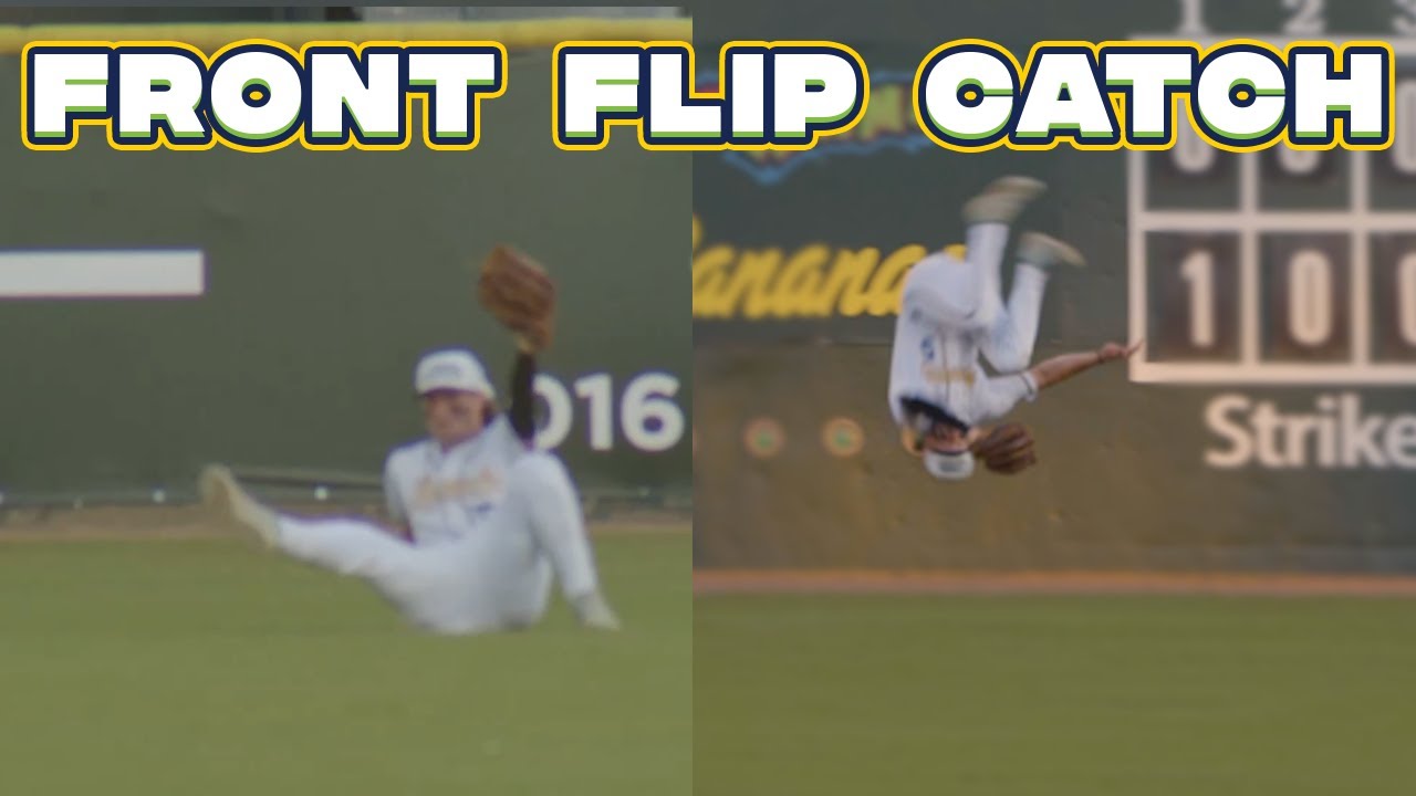 First FRONT FLIP Catch in Sports History!! | The Savannah Bananas - YouTube