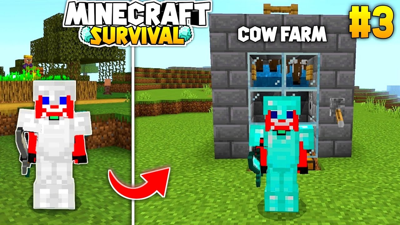 I Made FULL DIAMOND Armour & Automatic COW FARM || Minecraft PE 1.20 ...