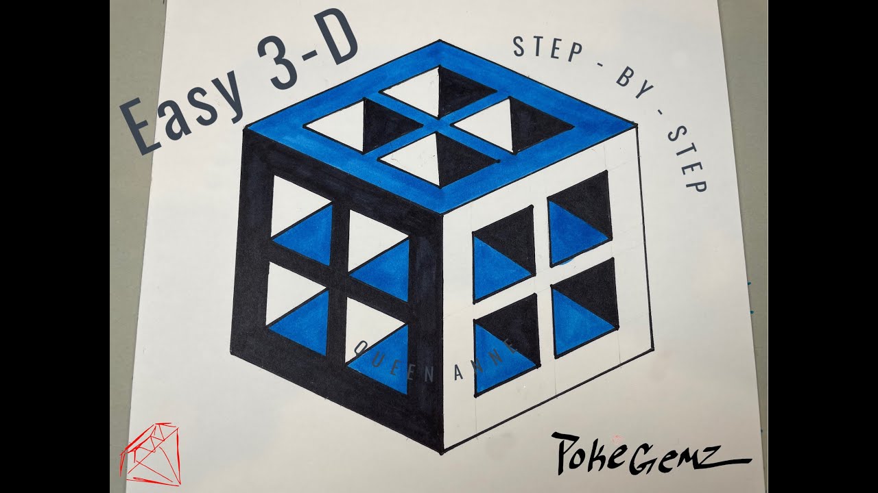 Easy 3D Cube Art for Kids or Adults - Step by Step art tutorial - YouTube