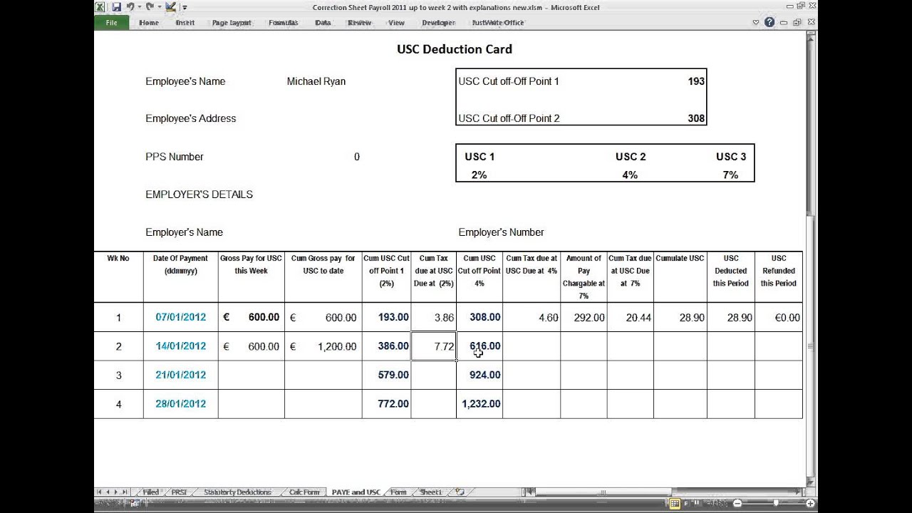 USC Deduction Card Ireland - YouTube