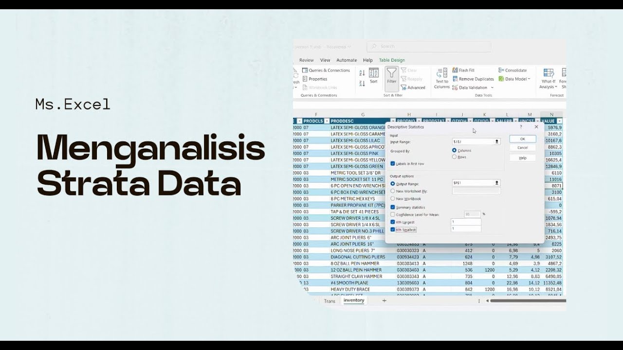 Cara Menganalisis Strata Data pada Ms Excel - YouTube