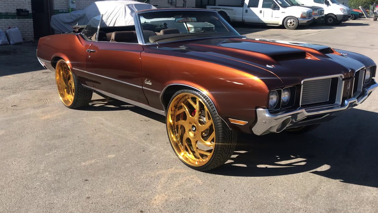 Kandy Brown Cutlass on 26” Gold Forgiatos - YouTube