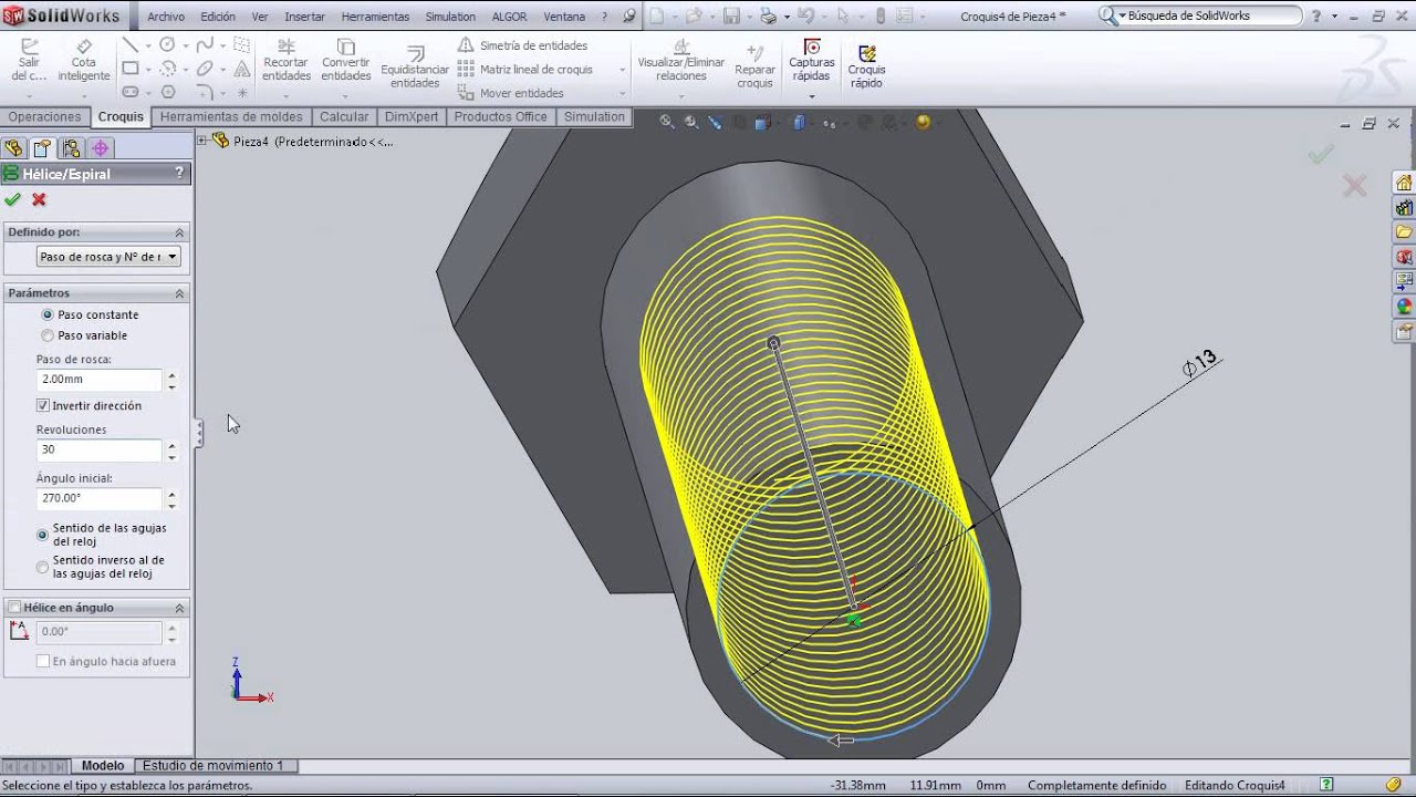Tornillo en SolidWorks - YouTube
