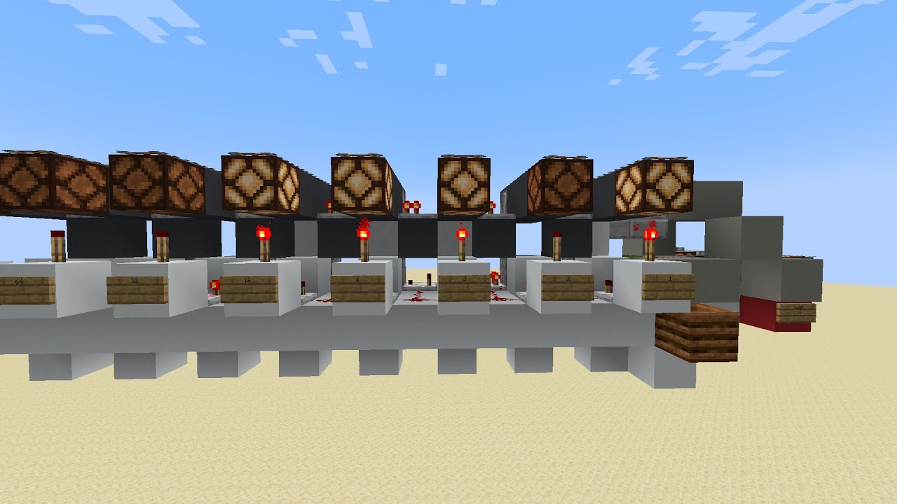 Binary counter with dispensers (Tileable, No pistons, Constant reset ...