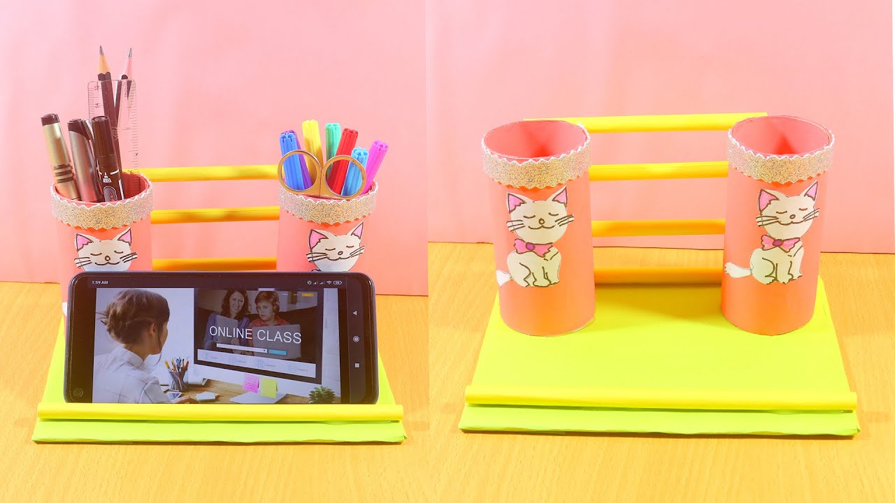 How to Make Phone Holder With Paper | DIY Phone holder for Online Class ...