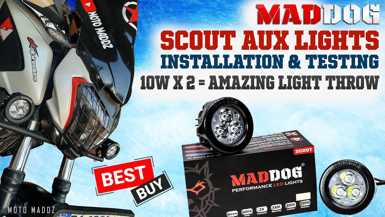 Best fog lights for Bikes || Maddog Scout Installation & testing - YouTube