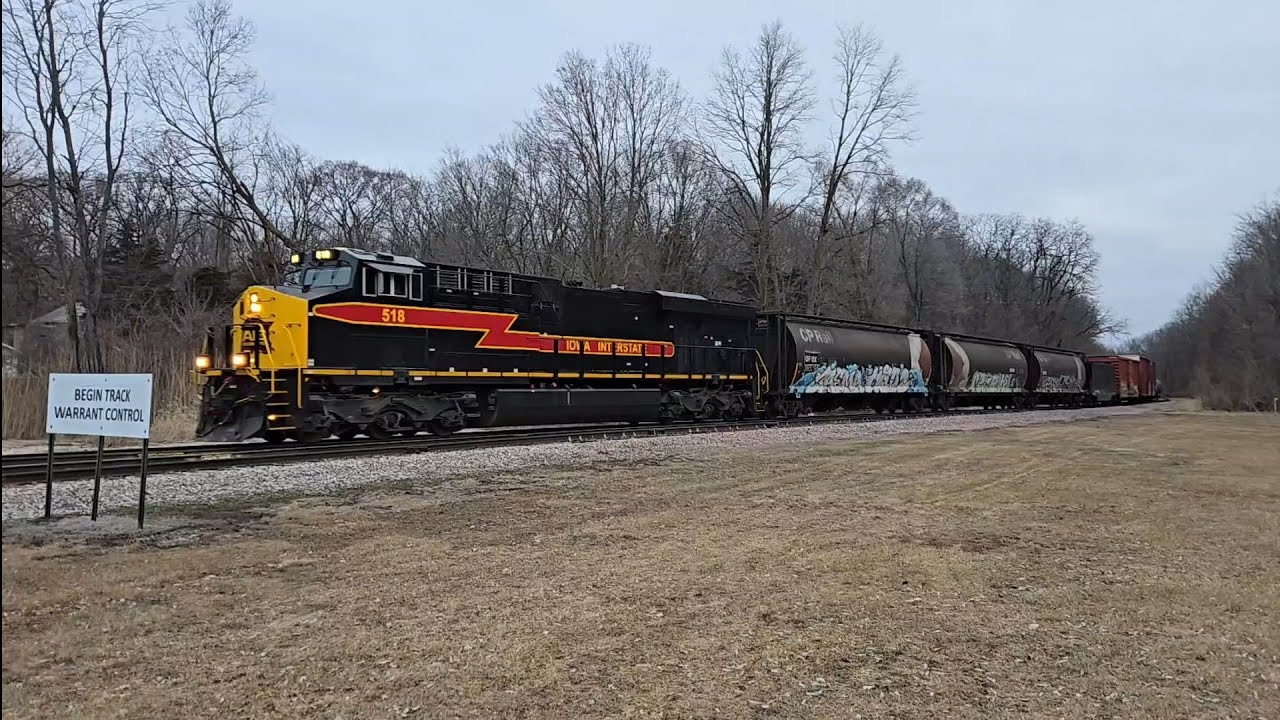 IAIS 518 (ES44AC) leads the Iowa Interstate BISI through Bureau, IL 02 ...