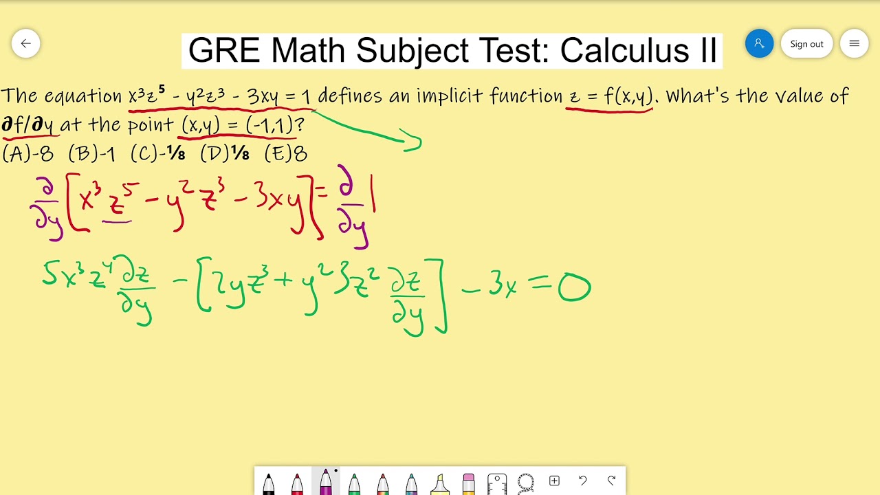Cracking the GRE Math Subject Test - Calculus II #17 (Medium) - YouTube