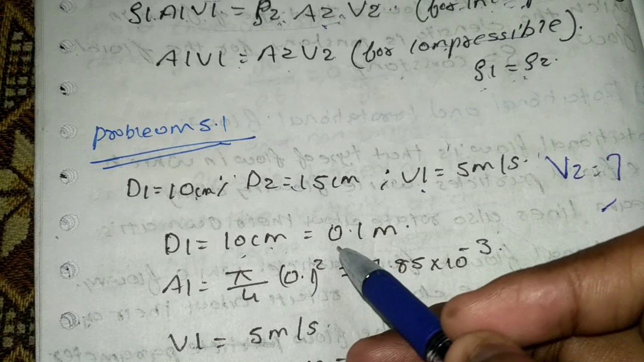 Continuity Equation Problem 1 - YouTube