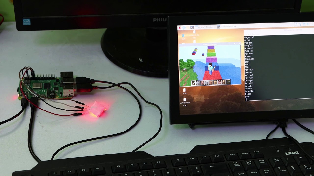 Rainbow interactive bridge using Minecraft Raspberry Pi - YouTube