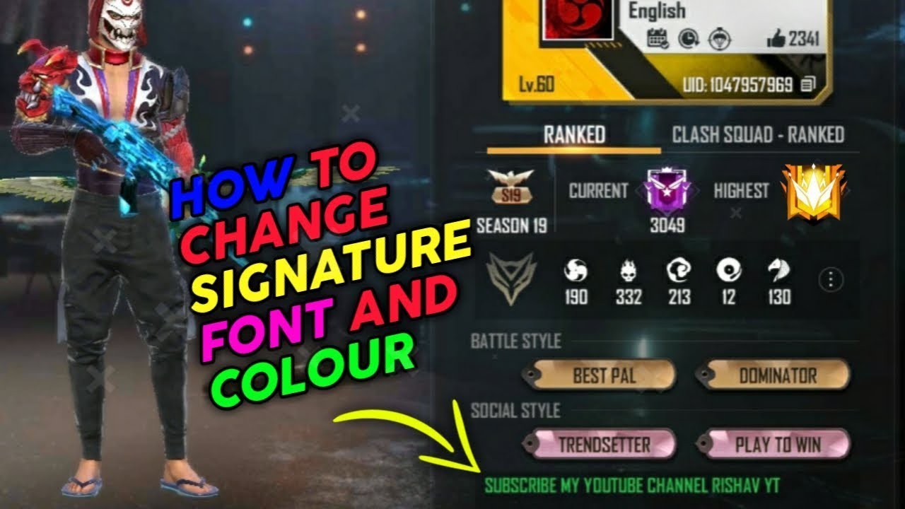 HOW TO CHANGE SIGNATURE FONT AND COLOUR GARENA FREE FIRE YouTube how-to-change-signature-font-and-colour-garena-free-fire-youtube