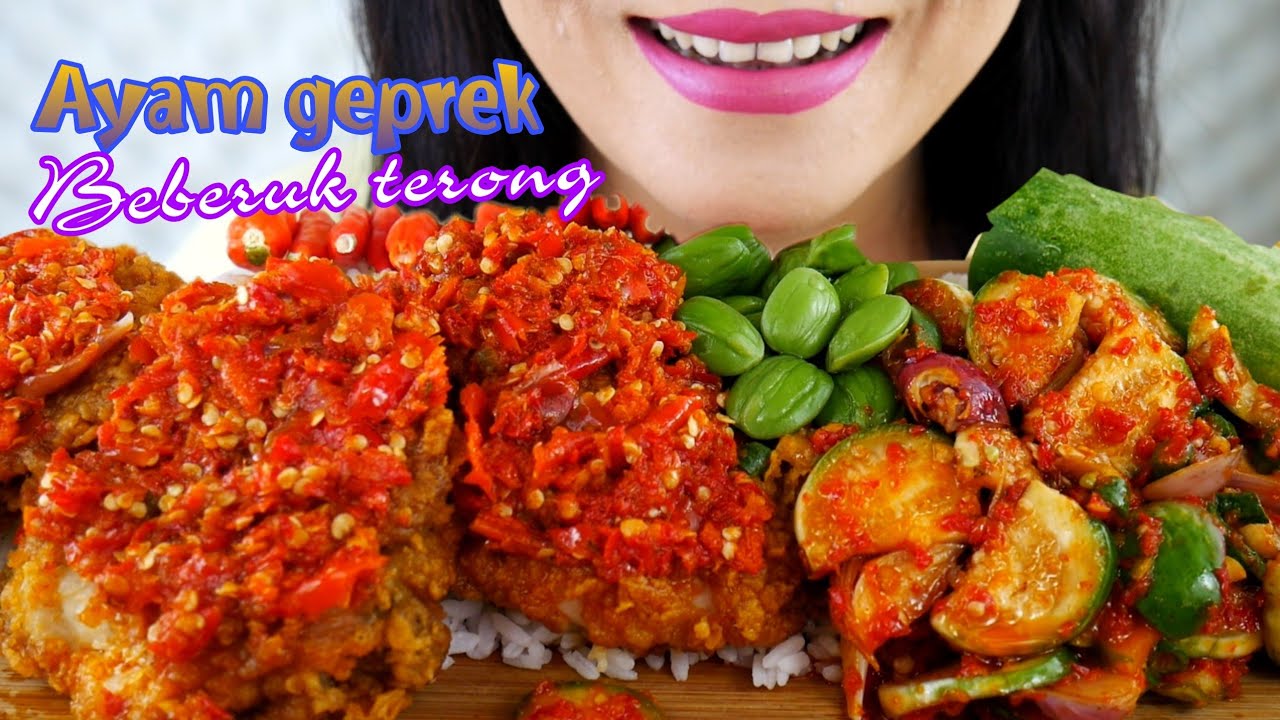 ASMR AYAM GEPREK, BEBERUK TERONG, PETE | ASMR MUKBANG INDONESIA - YouTube
