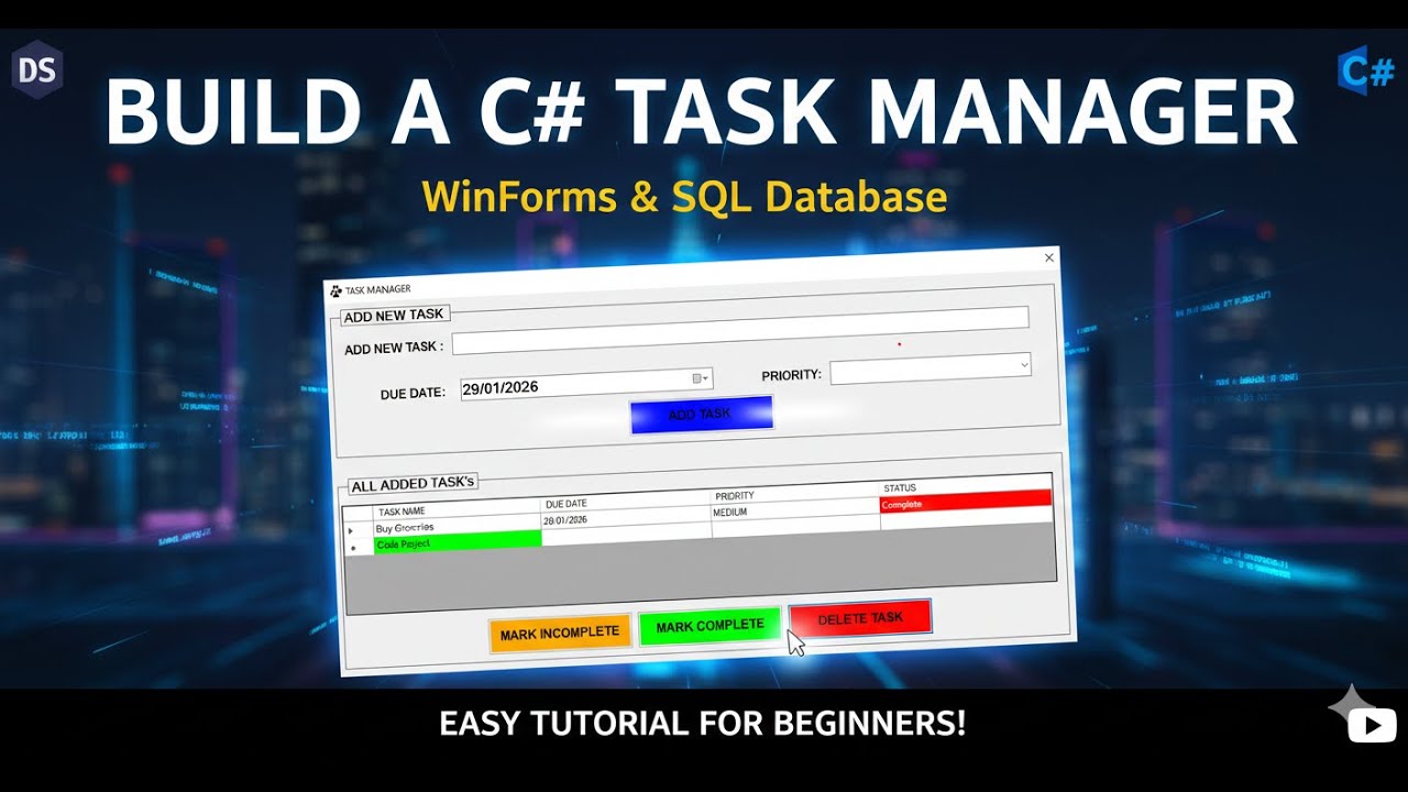 Build a Task Manager App in C# WinForms - YouTube