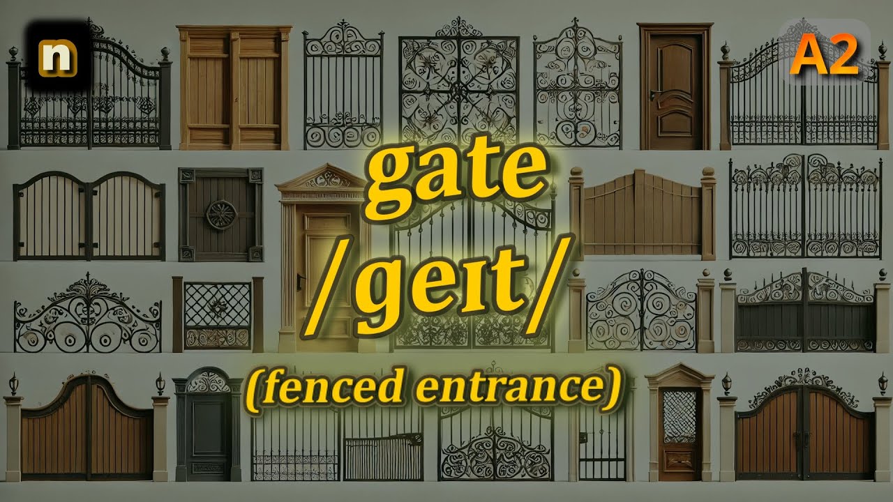 [n] Gate meaning (fenced entrance) with 5 examples - YouTube