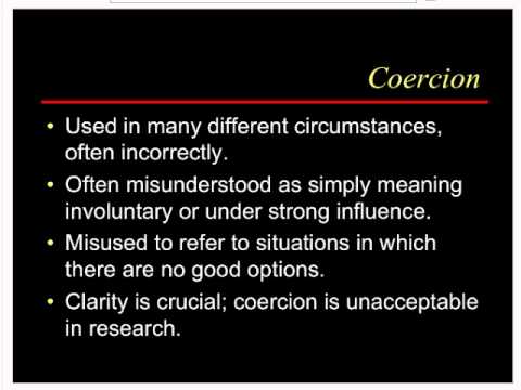 Coercion and Undue Inducement and Payments to Research Subjects - YouTube