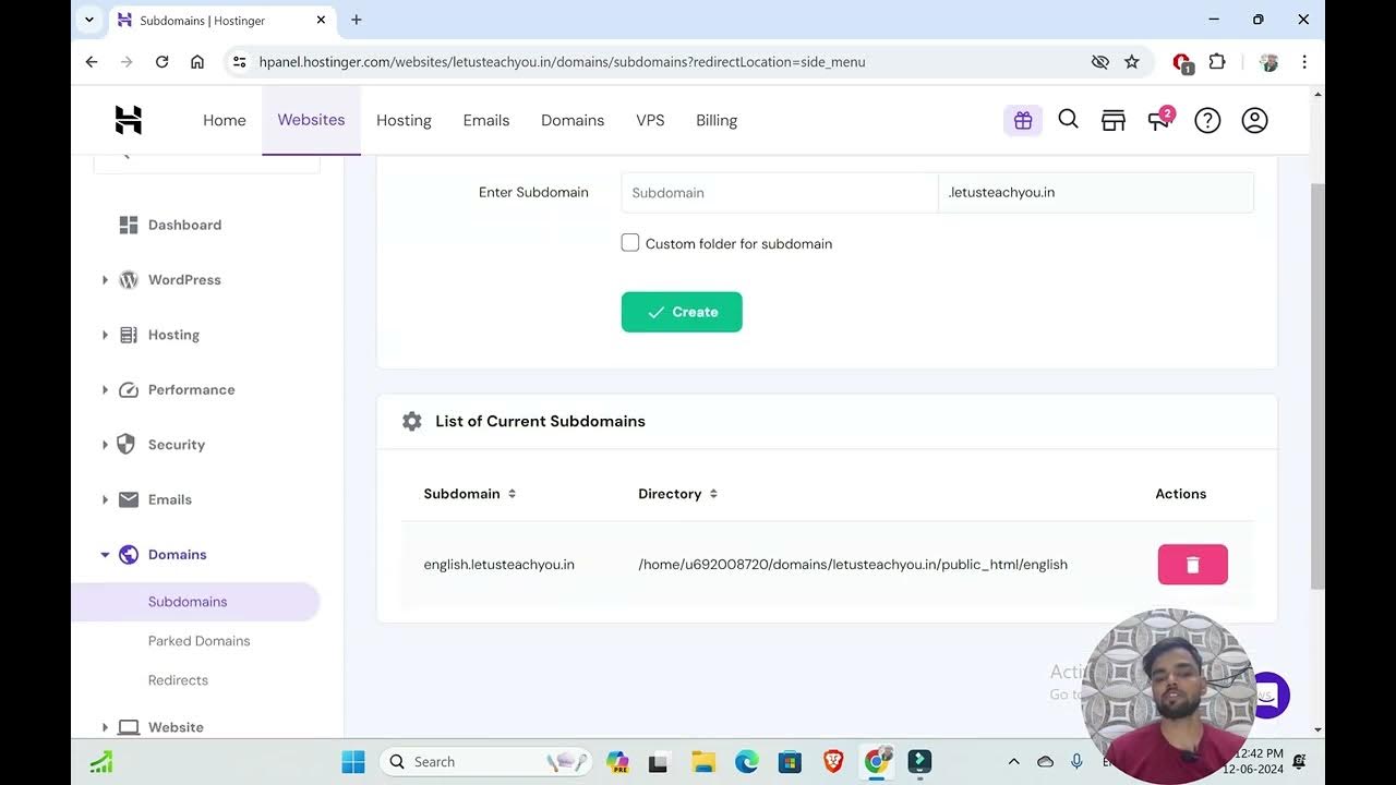 how to create subdomain in hostinger platform - YouTube