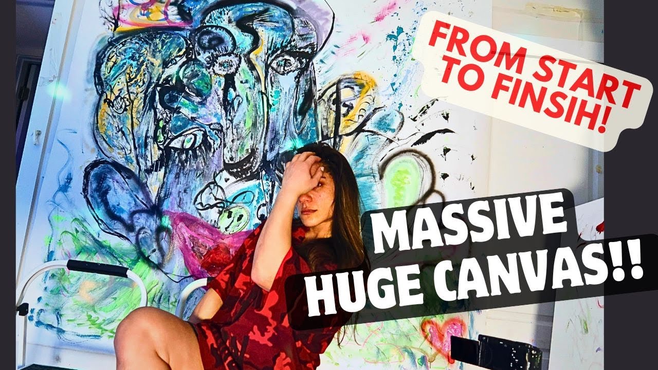 MASSIVE CANVAS *FULL TRANSFORMATION | NO PLAN, JUST PAINTING! - YouTube