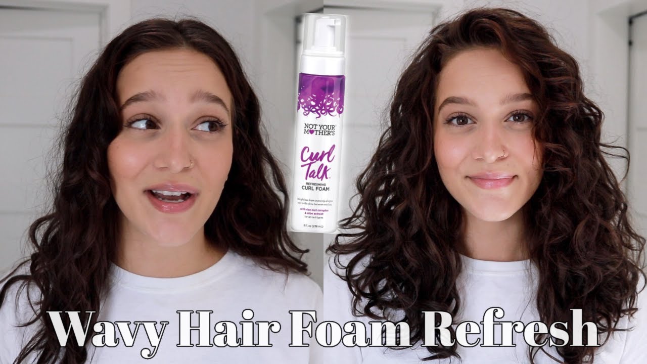 Refreshing my wavy / curly hair with a foam for the first time! - YouTube
