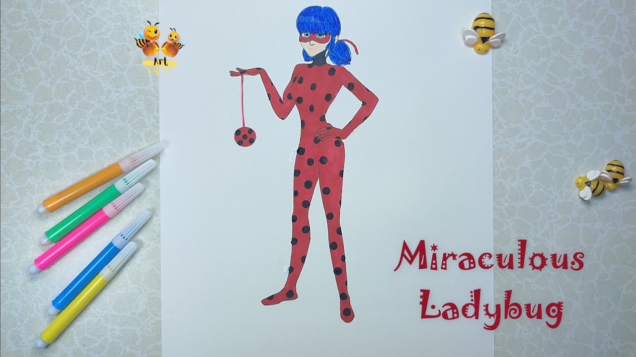 Drawing and Coloring Miraculous Ladybug Superhero - easy drawing step ...