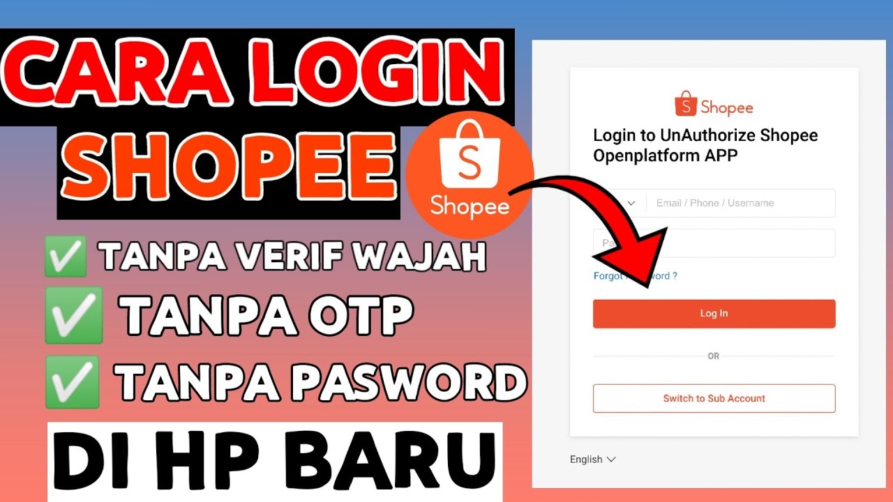 Cara Login Shopee Di HP Baru Tanpa Kode Verifikasi Wajah - YouTube