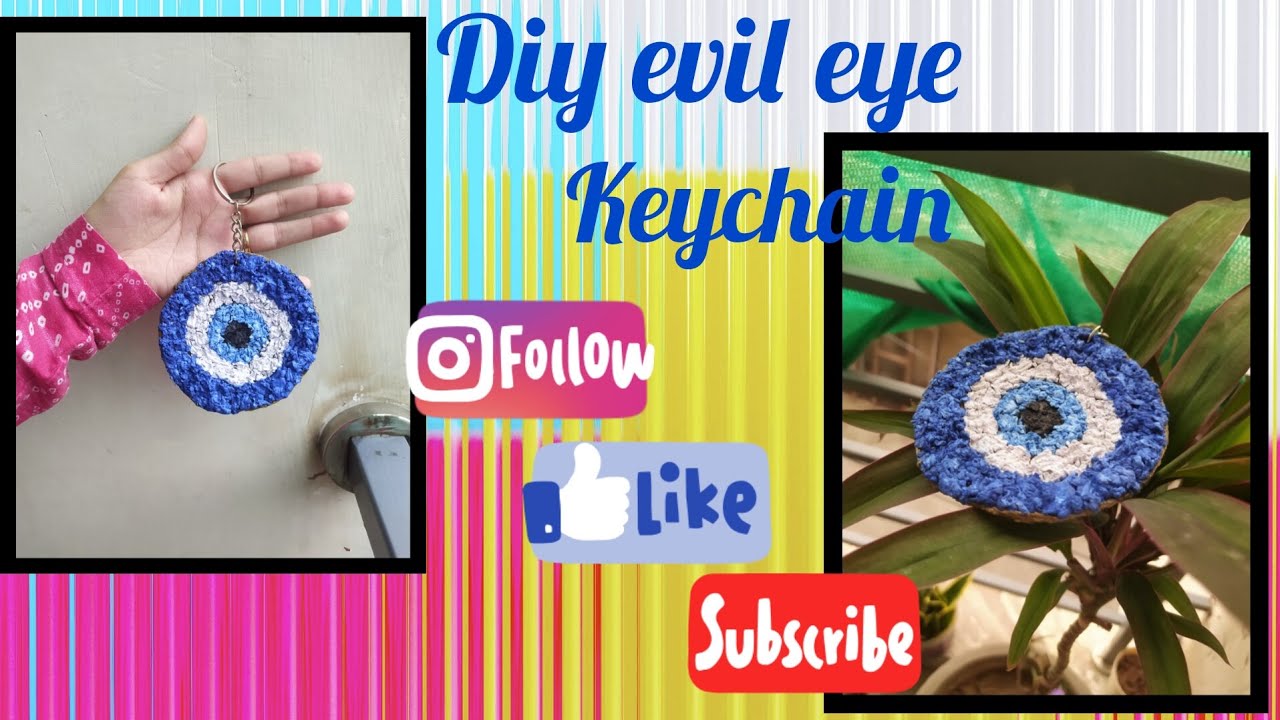 🧿 Evil Eye Keychain with Paper🧿 | How to make Evil eye keyring at home ...