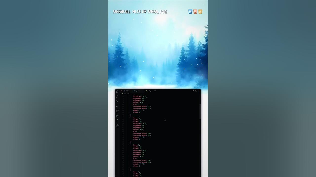 Animated Snowfall Js Css And Html🧑‍💻 Coding Programming 2024 Webdev Htmlcssjs Snowfall