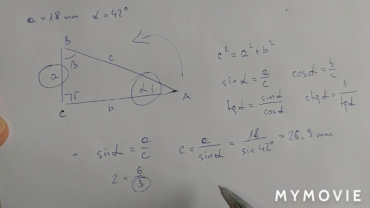 Matematika - Pravokutni trokut - Pitagorin poučak, sinus, kosinus ...