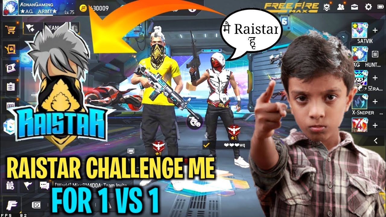 RAISTAR BRO CHALLENGE ME FOR 1 VS 1🤬 GARENA FREE FIRE Adnan Gaming ...