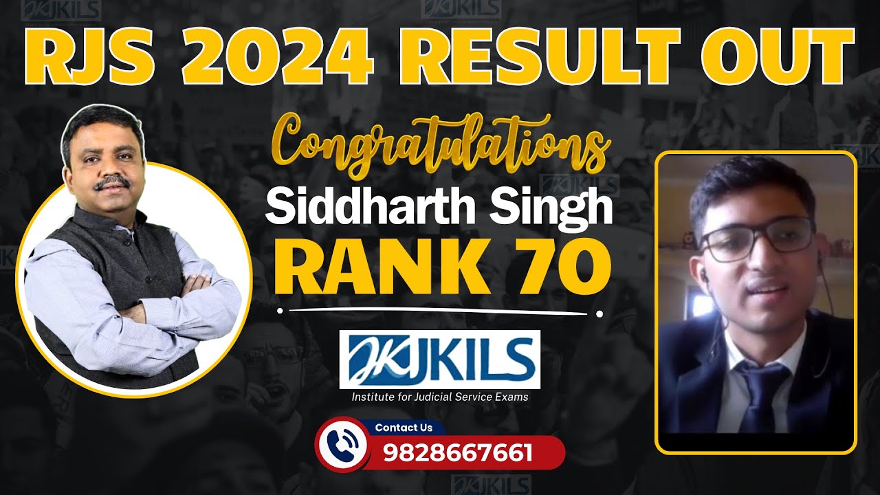 RJS 2024 Result: Rank 70 Siddharth Singh Rajpurohit - JKILS Institute’s ...