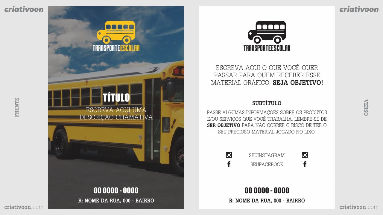 Flyer / panfleto transporte escolar - grátis e vetor - YouTube