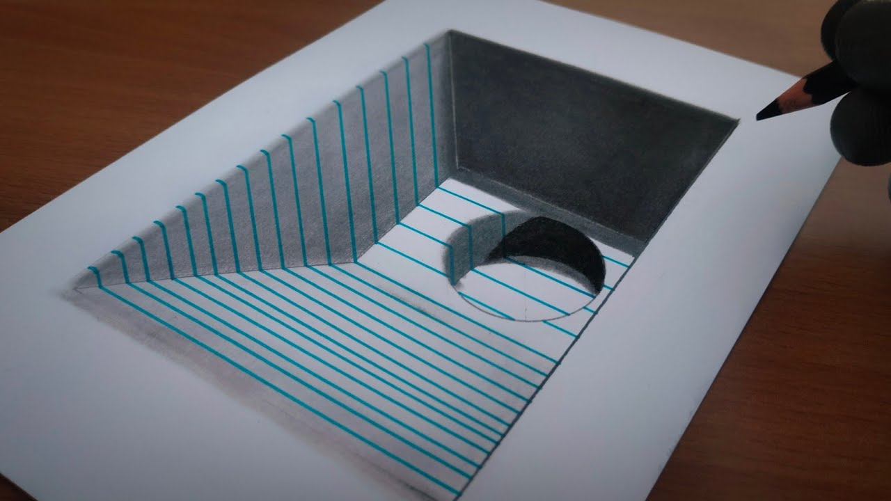 Easy 3D Drawing On Paper | 3D Hole Illusion Drawing - YouTube