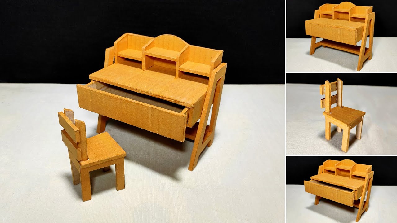 Miniature Study Table & Chair by using cardboard. - YouTube