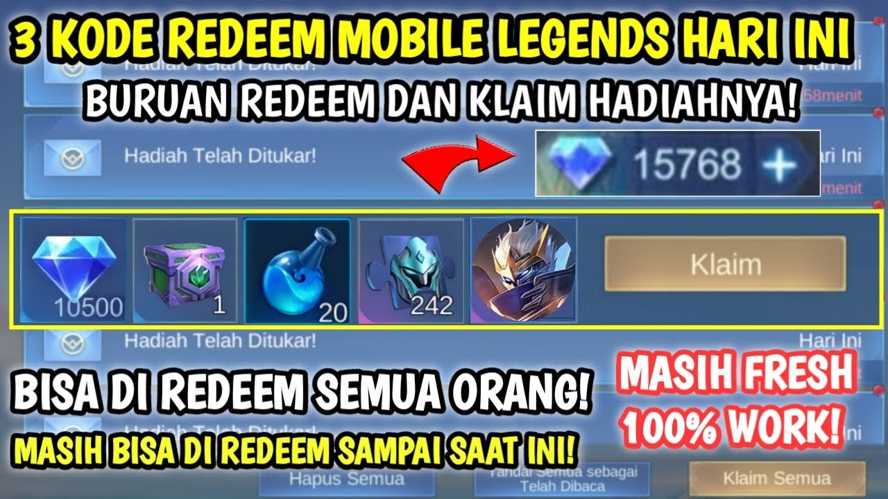NEW 3 KODE REDEEM ML TERBARU KODE REDEEM MOBILE LEGEND KODE REDEEM ML ...