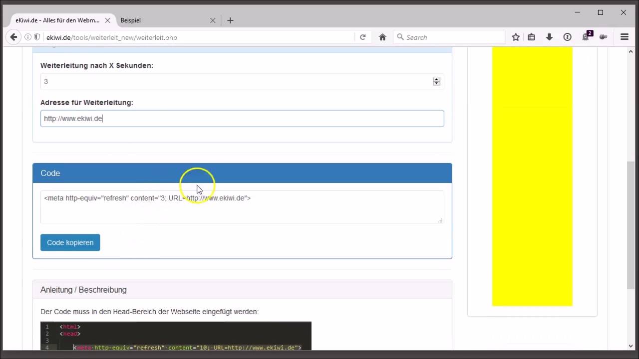 Automatische Weiterleitung in HTML einbauen - YouTube
