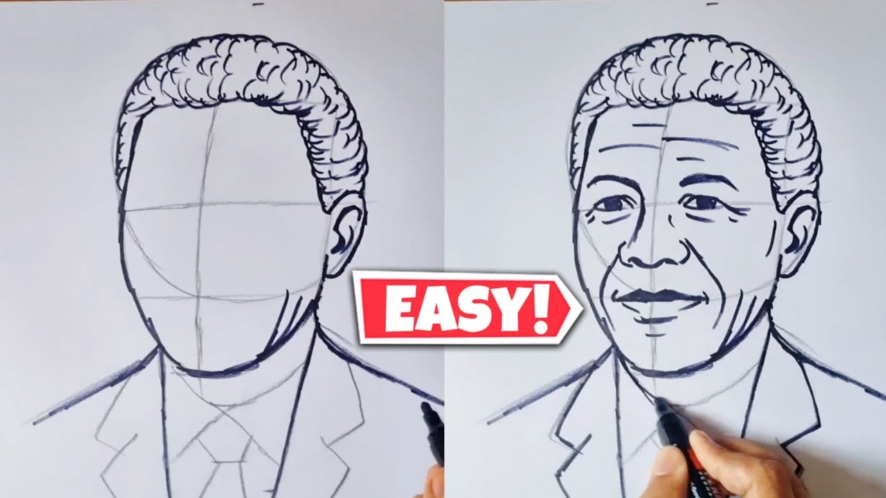 How to draw Nelson Mandela Drawing step by step #nelsonmandeladay ...