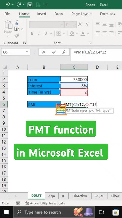 PMT function in Microsoft Excel #emicalculator #exceltips # ...