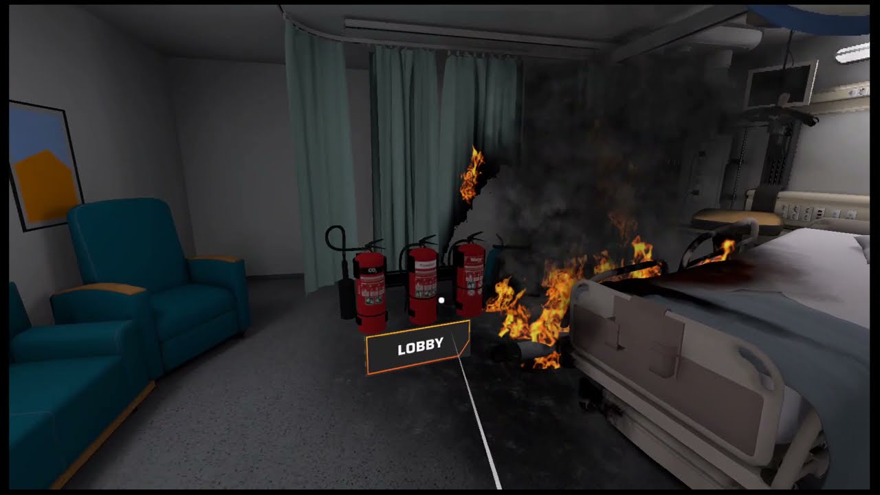 Virtual Reality Fire Extinguisher Training - hospital fire scenario oxygen cylinder - YouTube