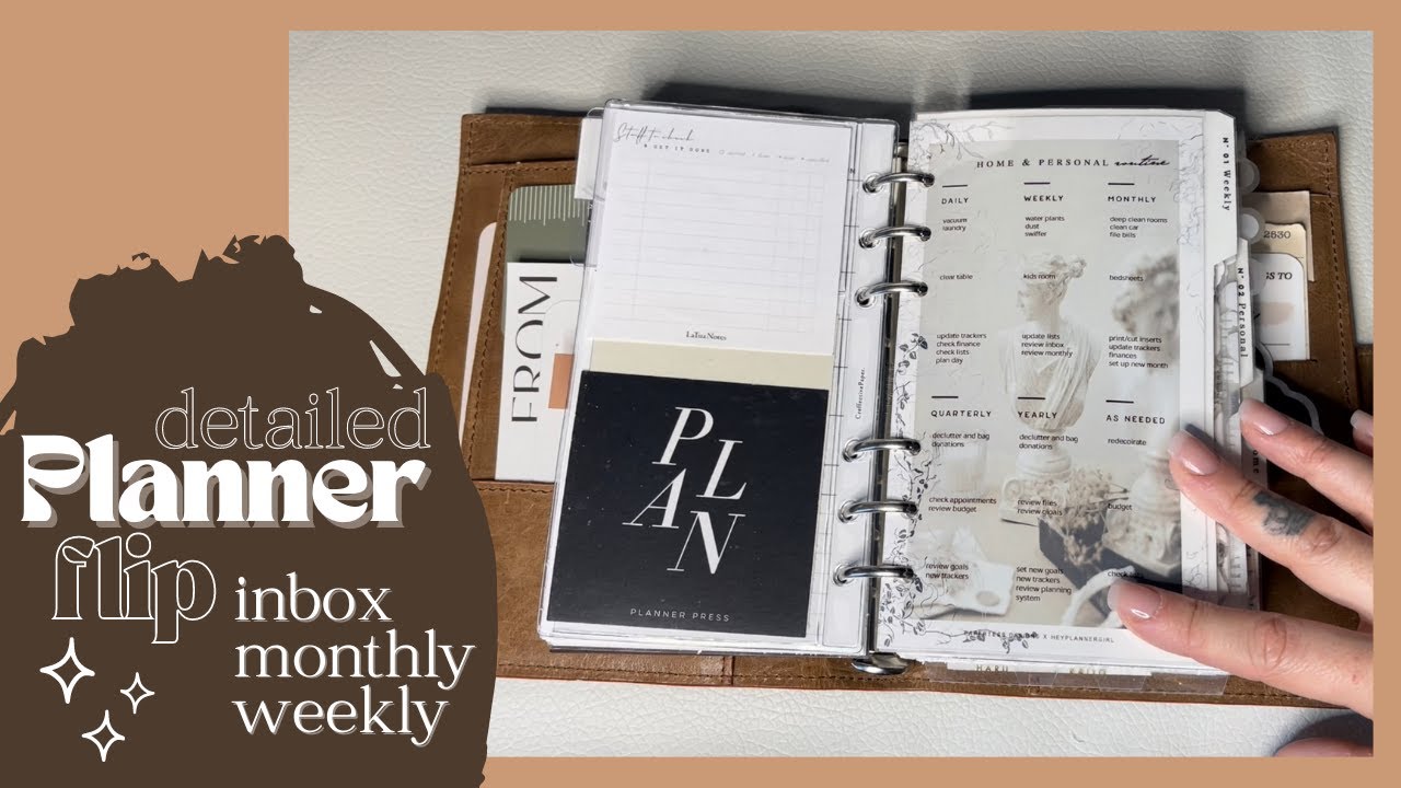 inbox, monthly, weekly sections | personal rings detailed planner flip ...
