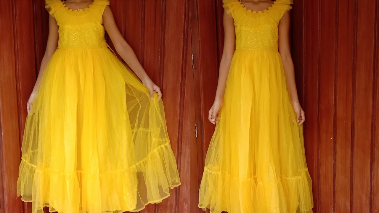 How to Stitch Frock easly by attaching Stiff net - YouTube