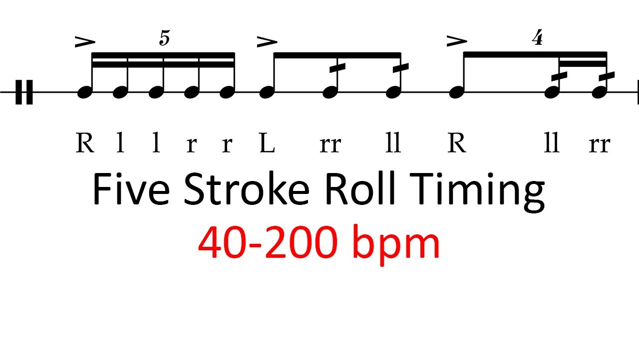Five stroke roll timing | 40-200 bpm sheet music - YouTube