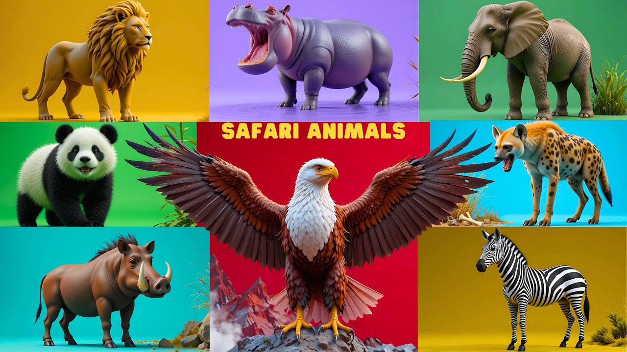 Safari Animal Sounds Song | Nursery Rhyme for Kids - Learn Animal Names ...