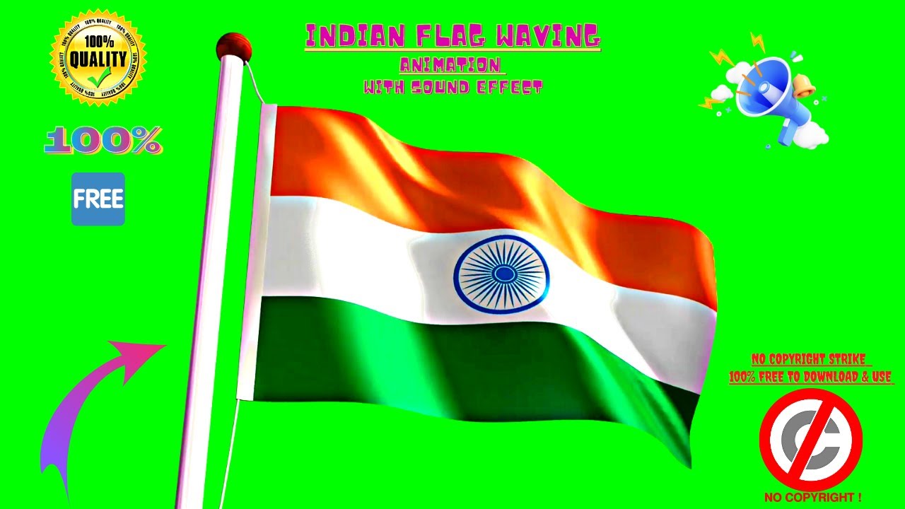 Indian Flag /Tiranga Animation With Waving Sound Effect🔊No Copyright ...