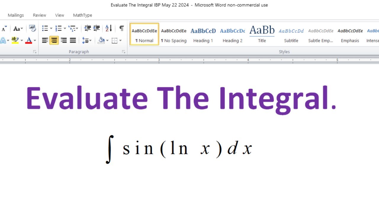 Integral of sin (ln x) - YouTube