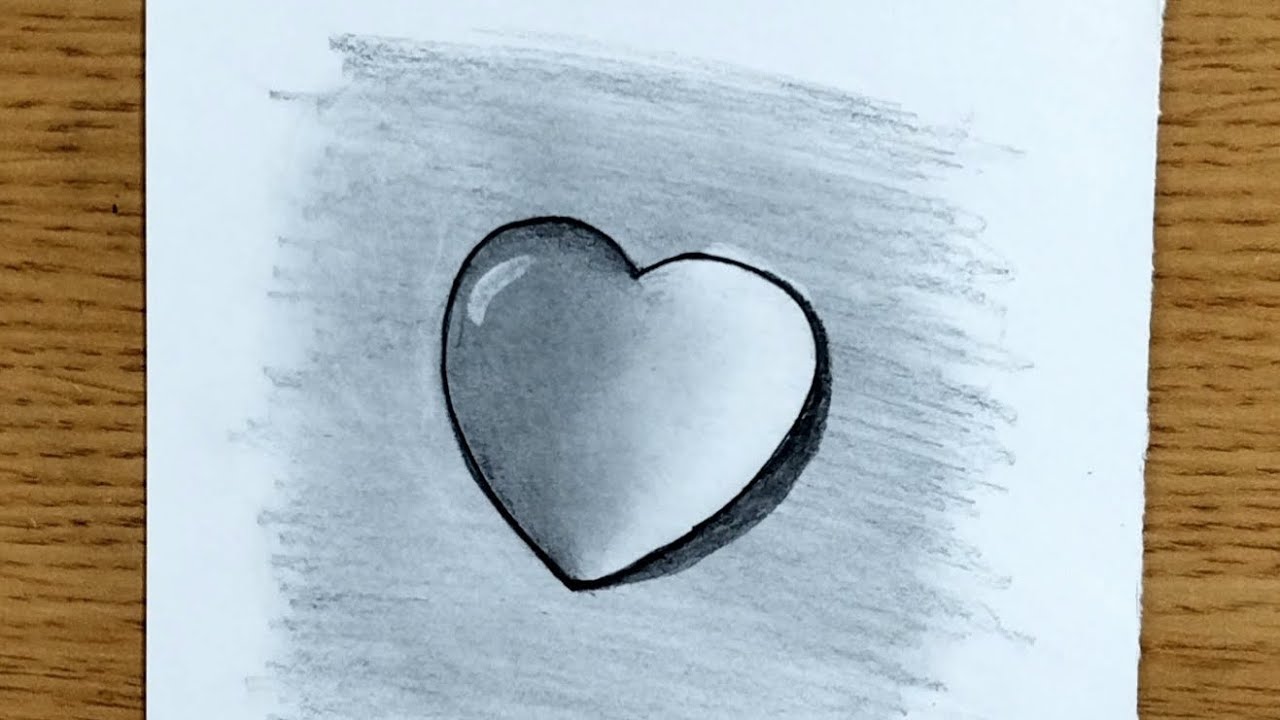 3D Heart Pencil Drawing || How to draw Heart Step by step || Easy ...